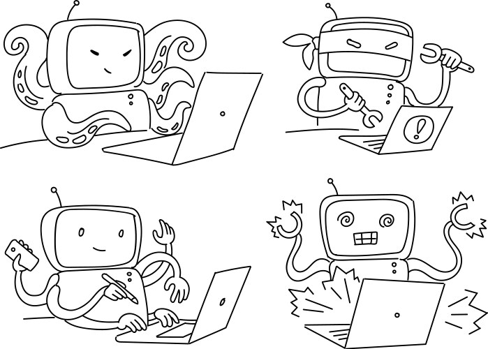 Robot and computer Royalty Free Vector Image - VectorStock