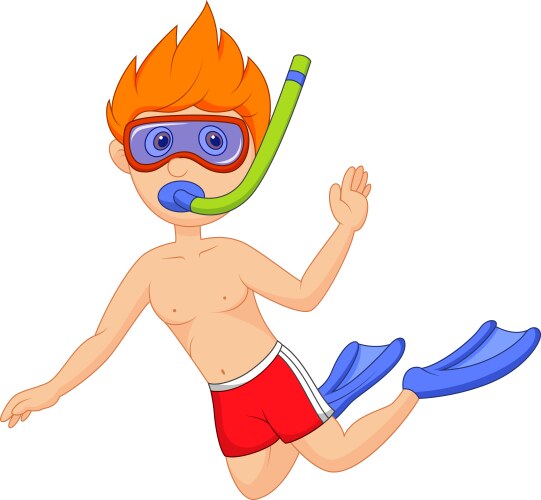 Cute boy cartoon diving Royalty Free Vector Image