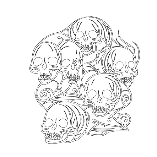 Decorative skulls outline sketch Royalty Free Vector Image