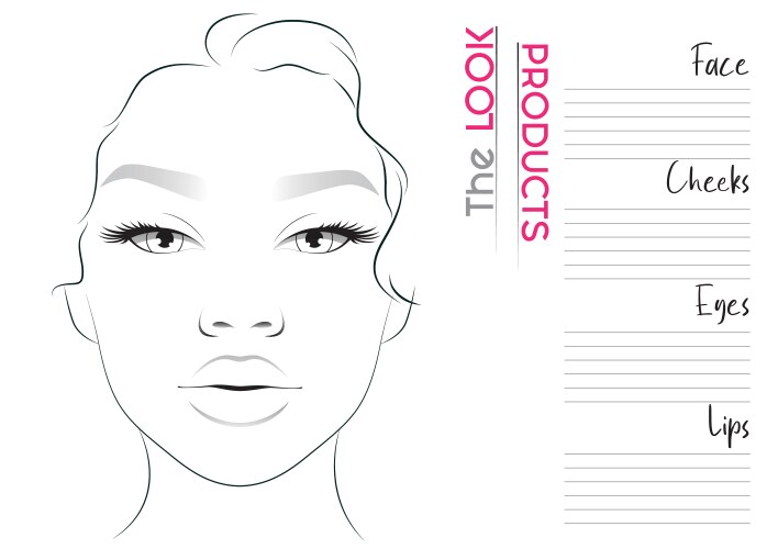 Realistic makeup artist face chart blank template Vector Image