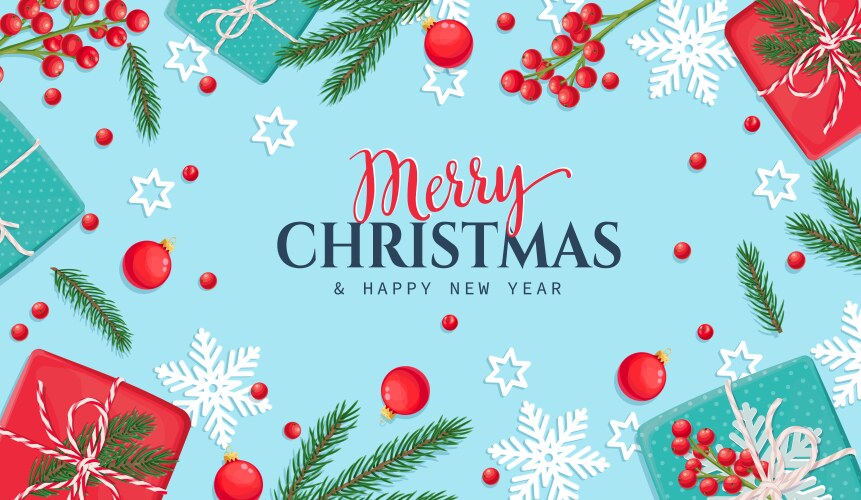 Blue rustic christmas template Royalty Free Vector Image