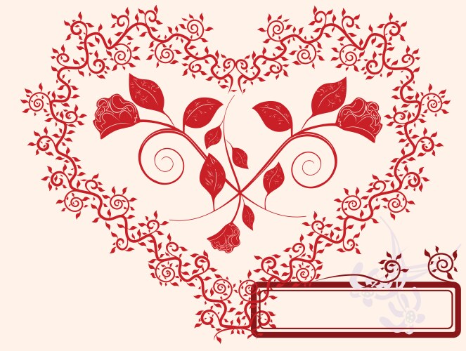 Heart and roses emblem Royalty Free Vector Image