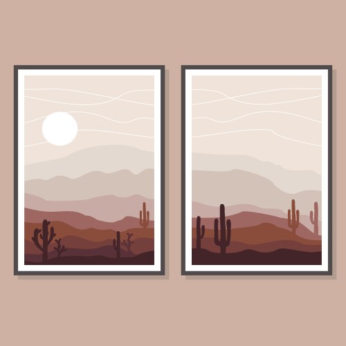 Landscape art boho template Royalty Free Vector Image