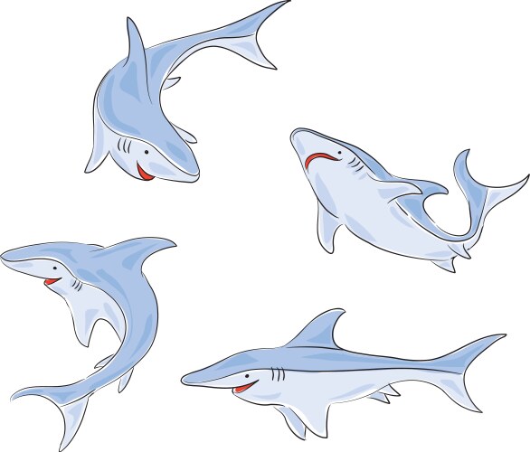 Cartoon shark set Royalty Free Vector Image - VectorStock