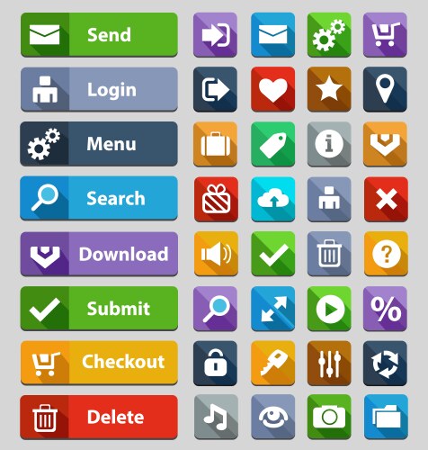 Web buttons with icons Royalty Free Vector Image Web buttons with icons Royalty Free Vector Image