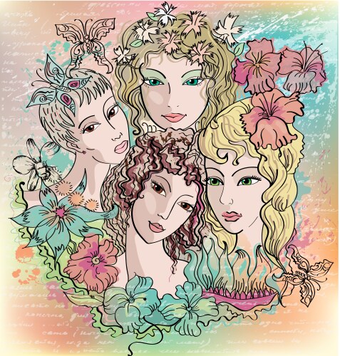 Girls set portraits Royalty Free Vector Image - VectorStock