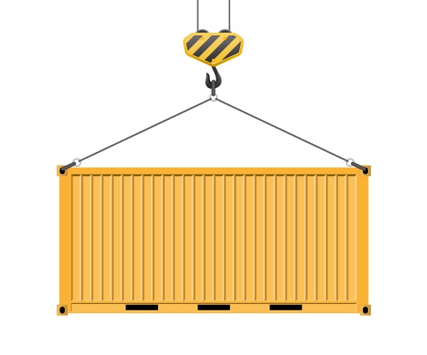 Crane hook lifting red intermodal container Vector Image