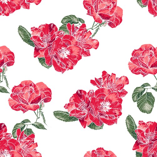 Red roses seamless watercolor pattern Royalty Free Vector
