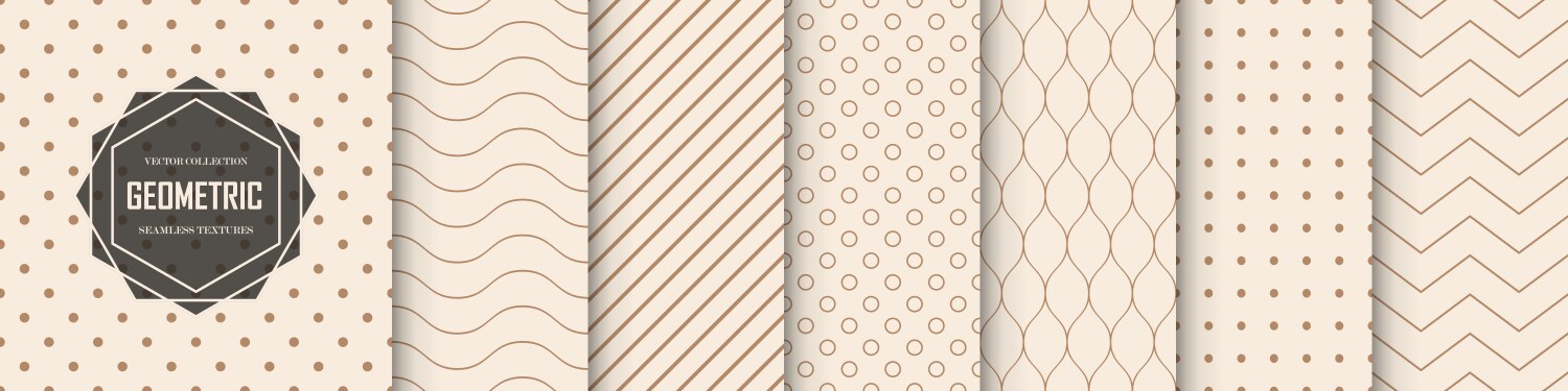 Collection of seamless abstract patterns beige Vector Image