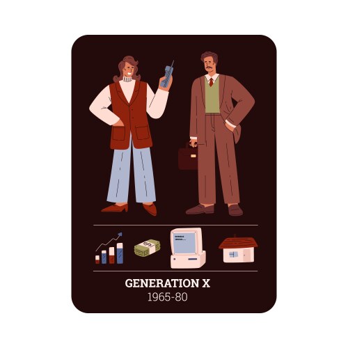 People generation x 1965-80 social development Vector Image