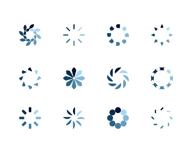 Collection loading bar status icon set of loaded Vector Image