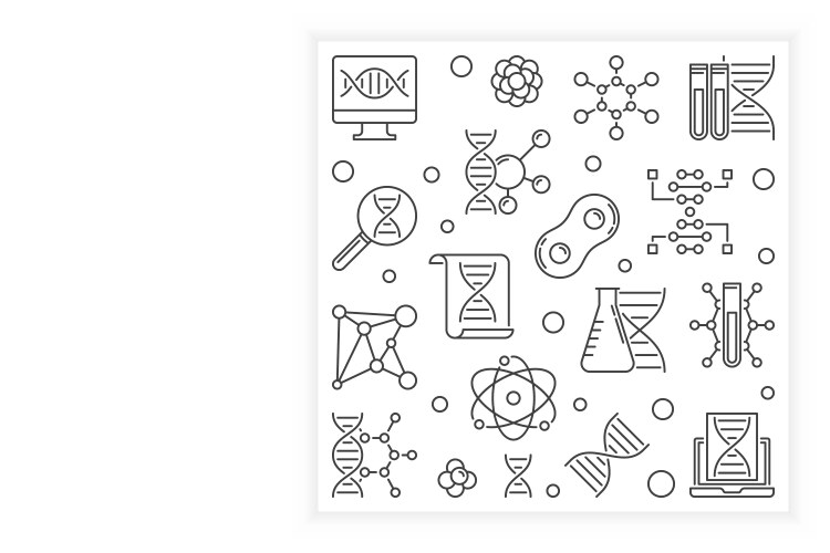 Biochemistry outline colored banner Royalty Free Vector