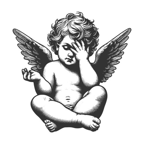 Frustrated Cherub Angel Royalty Free Vector Image