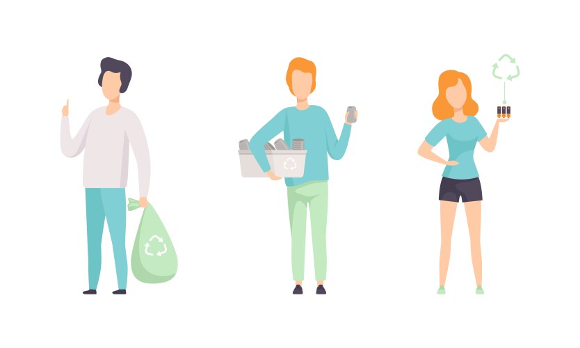 Garbage recycling concept person waste Royalty Free Vector