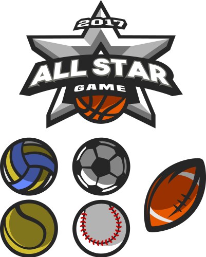 All star basketball sports logo emblem Royalty Free Vector