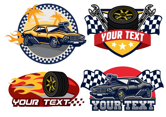 Racing badge design set Royalty Free Vector Image