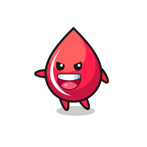 Cartoon red drops with blood type sign in hands Vector Image