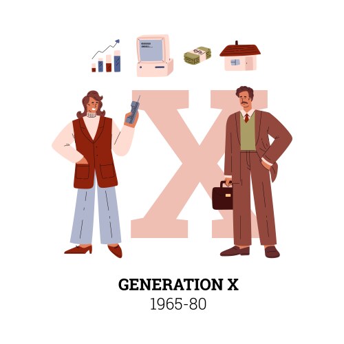 People generation x 1965-80 social development Vector Image