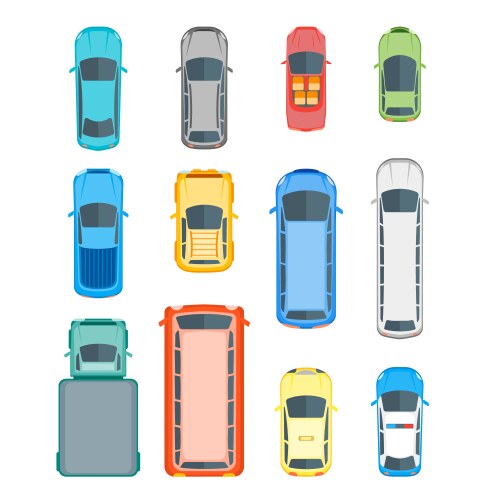 Pictures of transportation top view cars isolated Vector Image