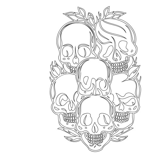 Decorative skulls outline sketch Royalty Free Vector Image