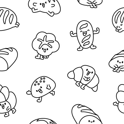Cartoon happy bread coloring page Royalty Free Vector Image