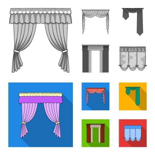 Different types of window curtainscurtains set Vector Image