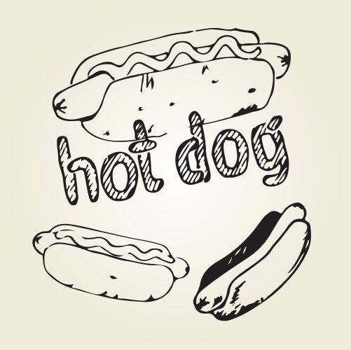 Hot dog hand drawn sketch Royalty Free Vector Image