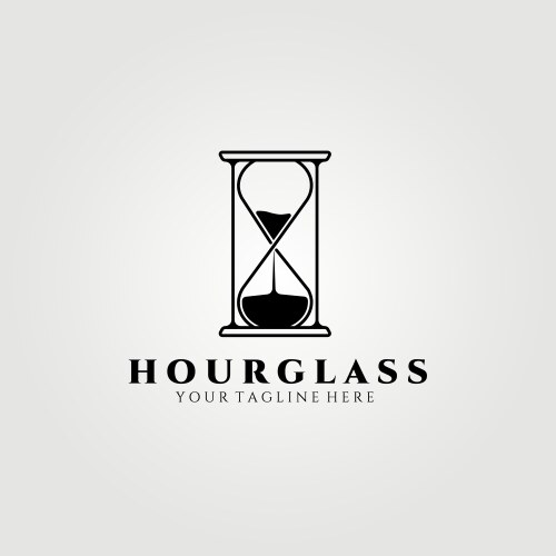 Silhouette hourglass timer logo design Royalty Free Vector