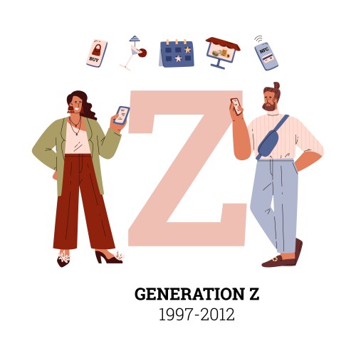 People generation alpha 2010-2020 social Vector Image