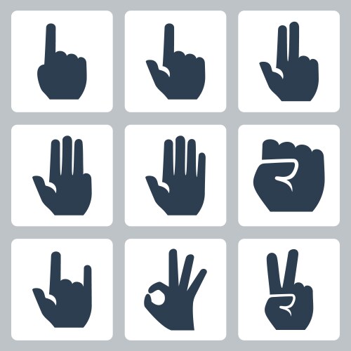 Counting fingers icons set Royalty Free Vector Image