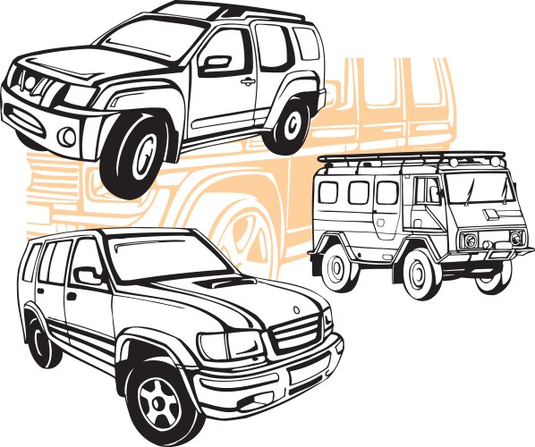 Off road car sketch sticker design template Vector Image