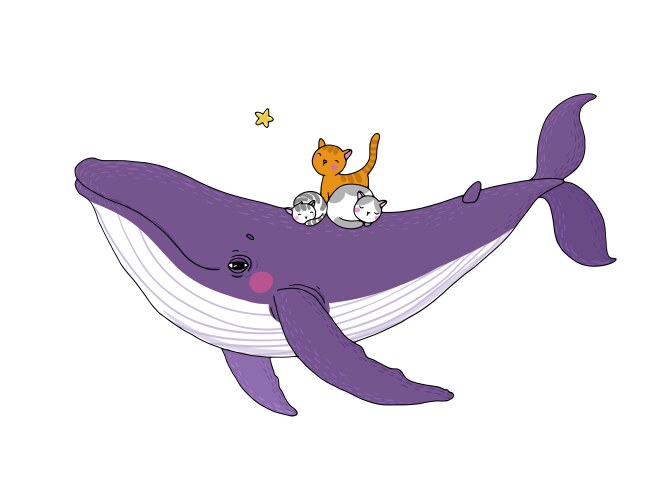 Cute whale cartoon Royalty Free Vector Image - VectorStock