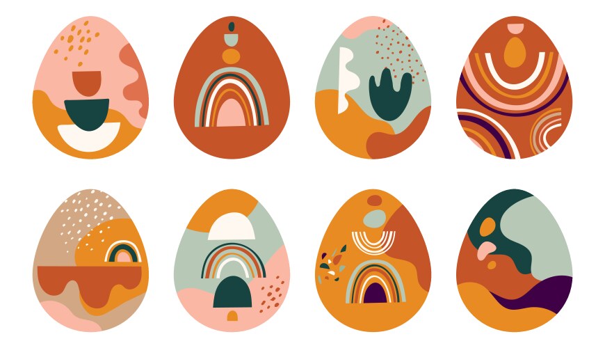 Boho easter concept design bunnies eggs flowers Vector Image