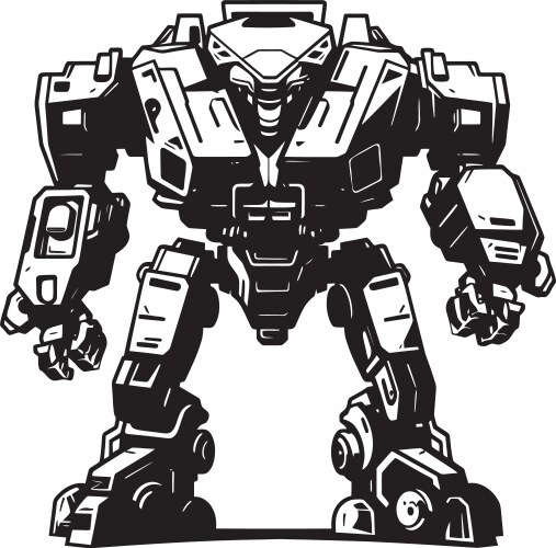 Armored enigma black logo robot tech guardian war Vector Image