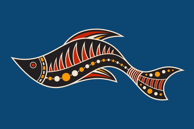 Fish aboriginal art style Royalty Free Vector Image