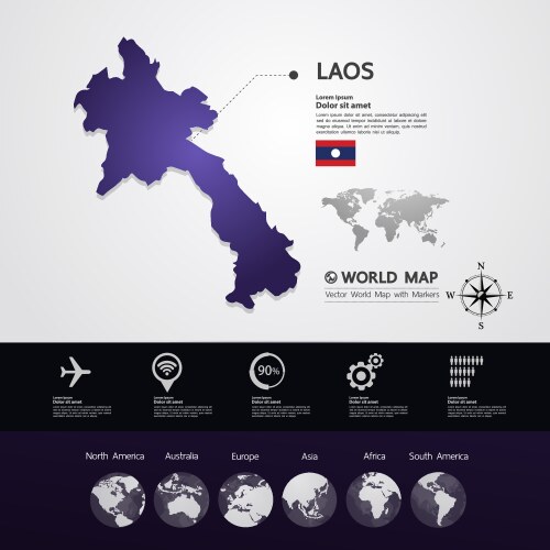 Laos higt detailed map with subdivisions Vector Image