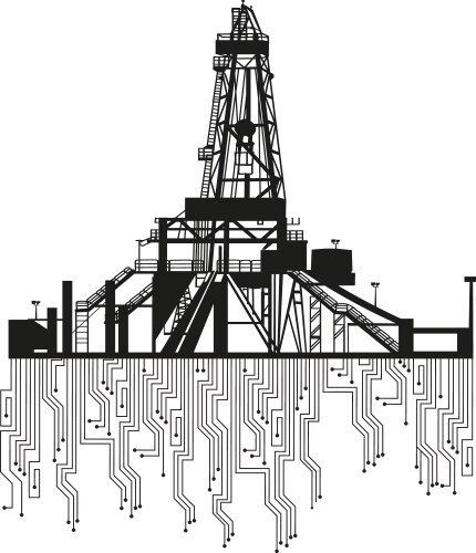 Oil rig silhouettes Royalty Free Vector Image - VectorStock