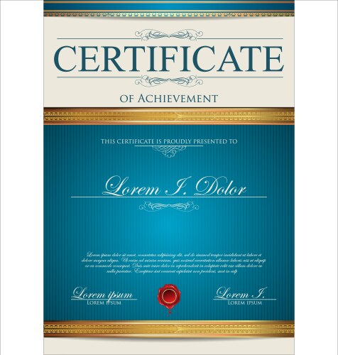 Innovation award certificate design with particle Vector Image