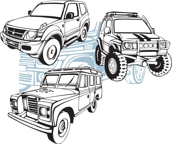 Off road car sketch sticker design template Vector Image