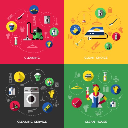 Cleaning black icon set Royalty Free Vector Image