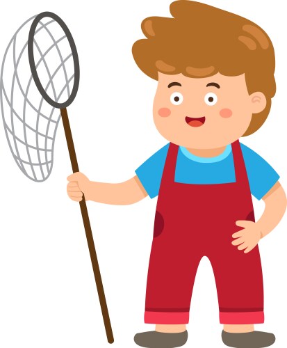 Happy cute kid girl catch bug Royalty Free Vector Image