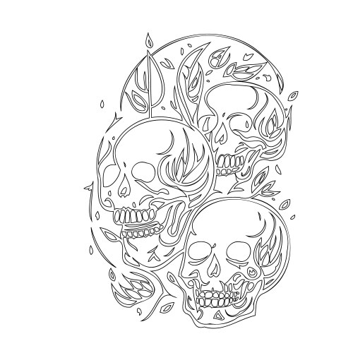 Decorative skulls outline sketch Royalty Free Vector Image