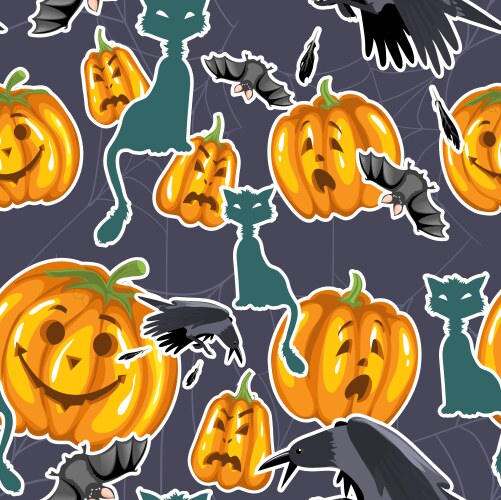 Seamless pattern with - pumpkin ghost spider web Vector Image