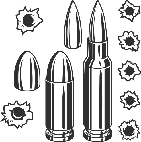 Vector Bullets Set Sketch Coloring Page