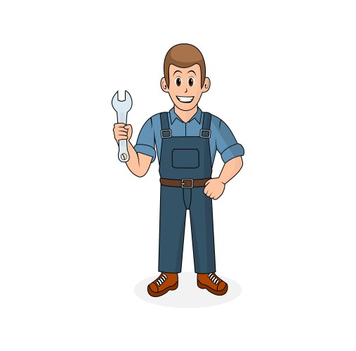 Boy technician cartoon character Royalty Free Vector Image