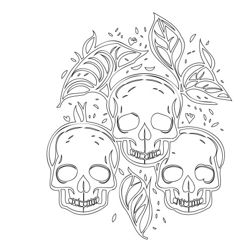Decorative skulls outline sketch Royalty Free Vector Image