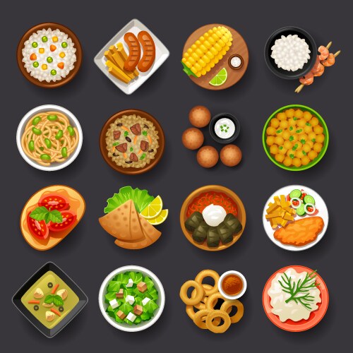 Dishes icon set-2 Royalty Free Vector Image - VectorStock