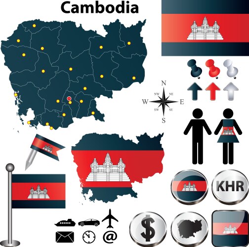 Cambodia map Royalty Free Vector Image - VectorStock