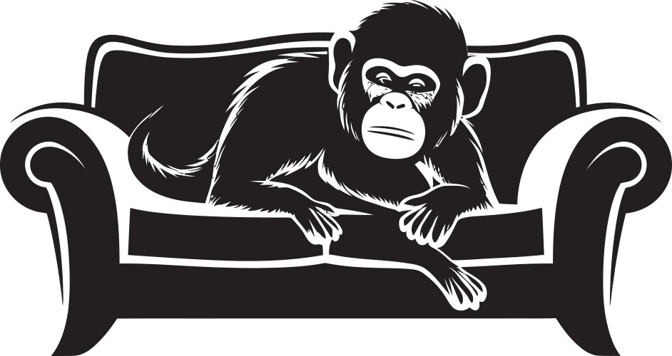 Peaceful pillow monkey sleep on couch logo Vector Image