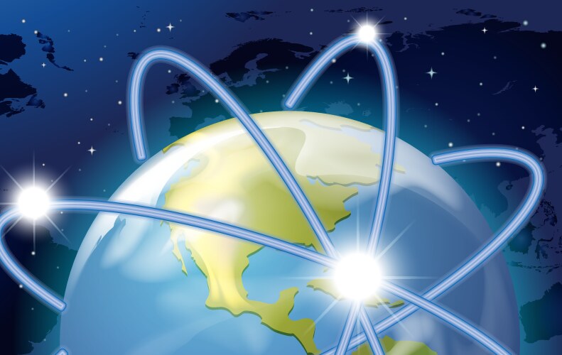 Futuristic planet earth with digital map Vector Image